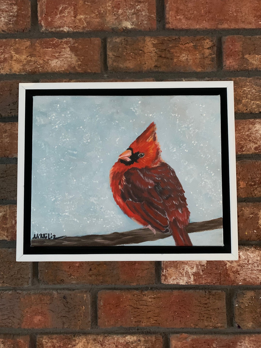 Winter Cardinal. 8 X 10 Canvas in Deep Floater Frame - Etsy