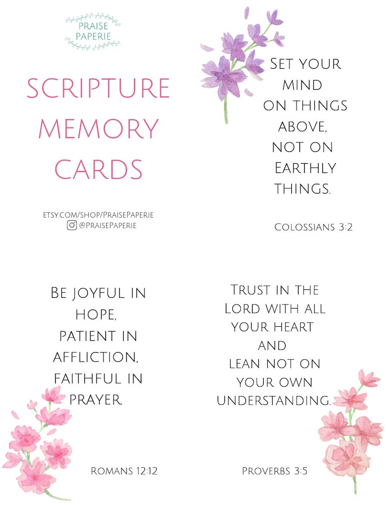 Scripture Memory Card Printable - Etsy