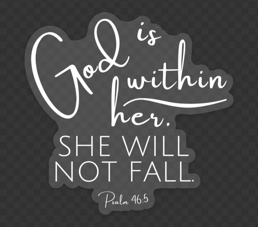 God is Within Her She Will Not Fall Psalm 46:5 Scripture Sticker Bible ...