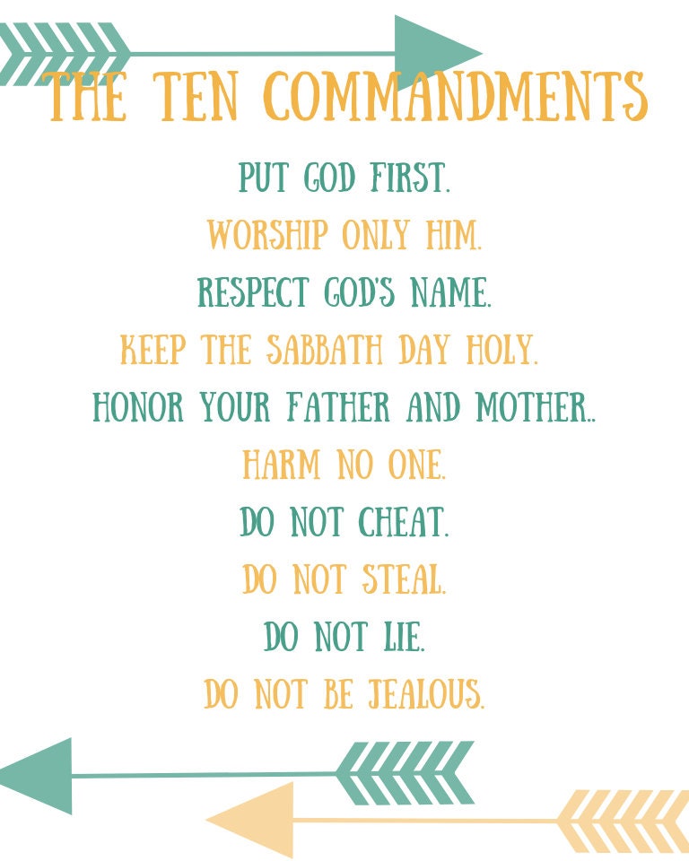 Ten Commandments Boy or Girl Room Nursery Printable - Etsy