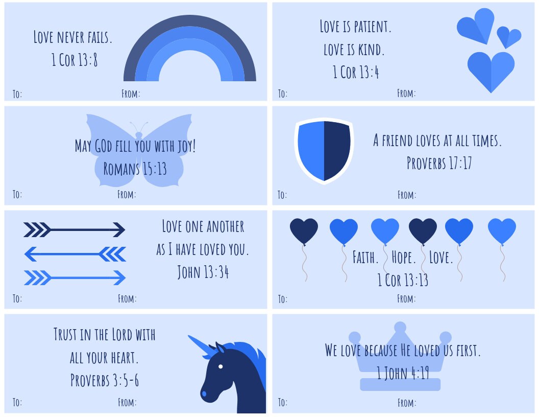 Bible Verse Printable Cards, Valentine's Day, Gift Tags, Lunch Notes - Etsy