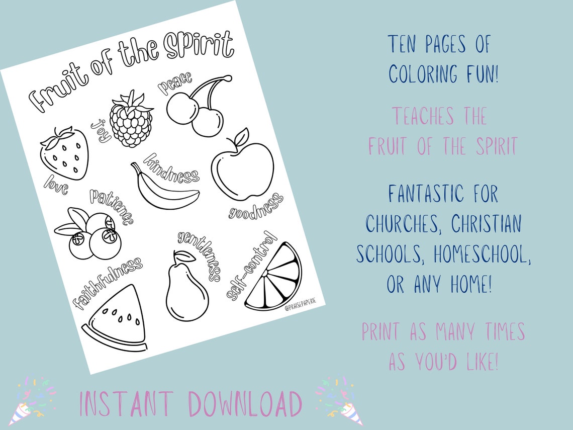 Coloring Pages Fruit of the Spirit Coloring Pages Sunday School ...
