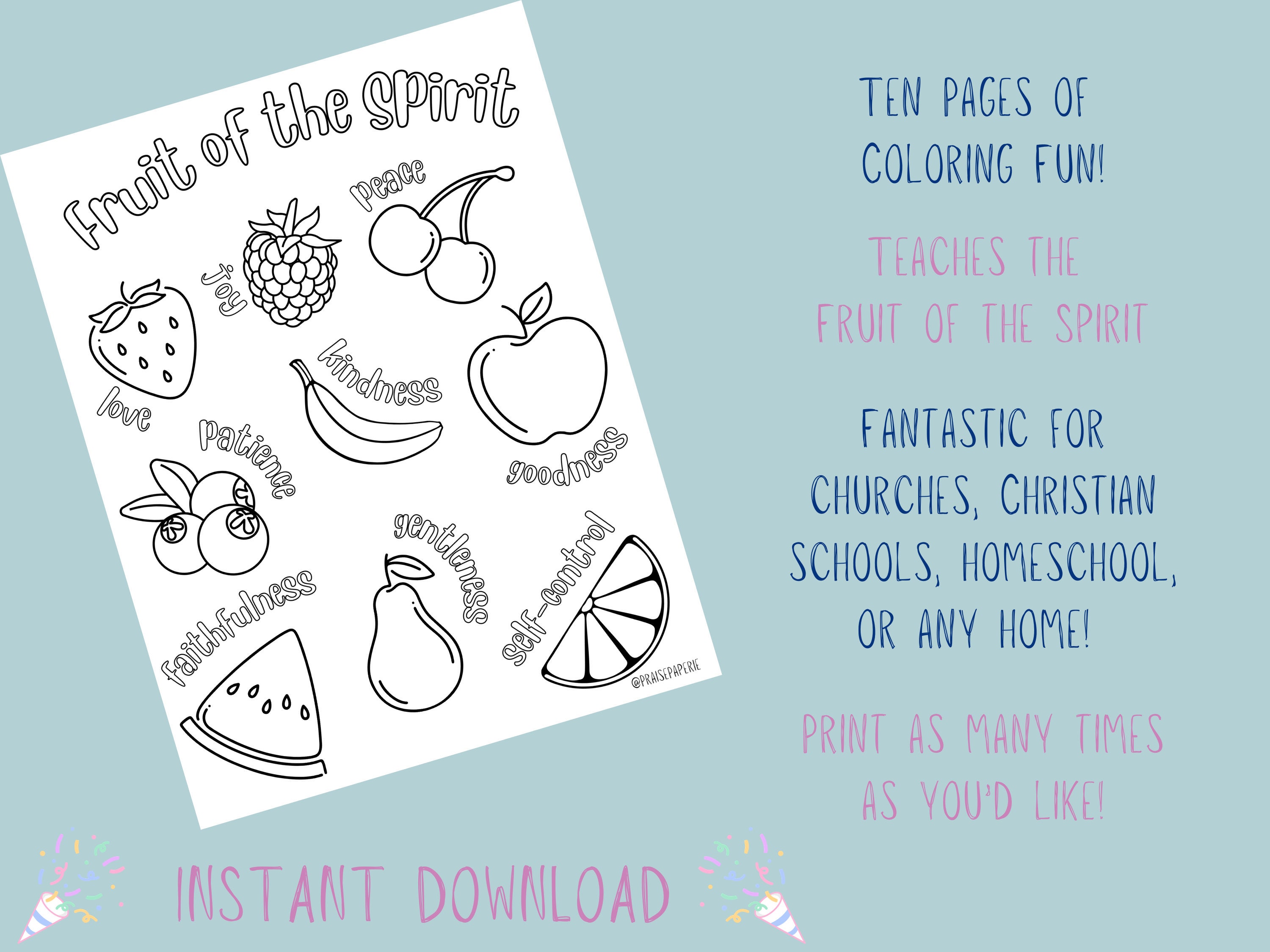 Coloring Pages Fruit of the Spirit Coloring Pages Sunday School ...