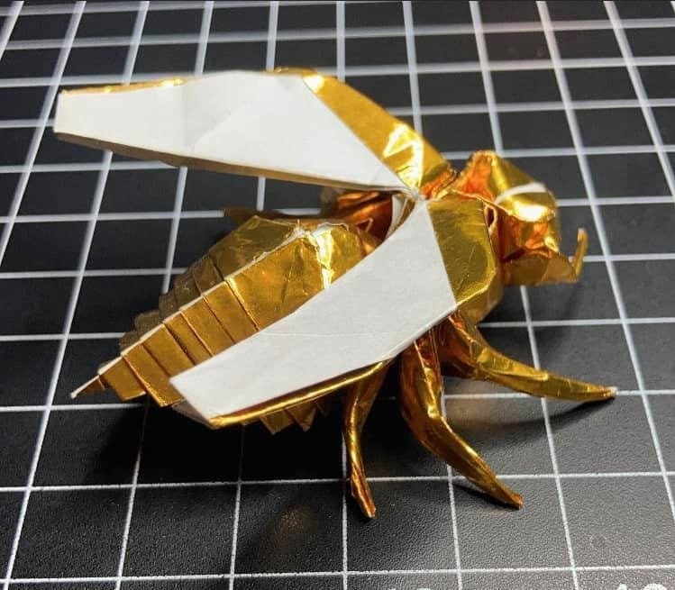 Golden Origami Bee in Honeycomb Frame | Etsy