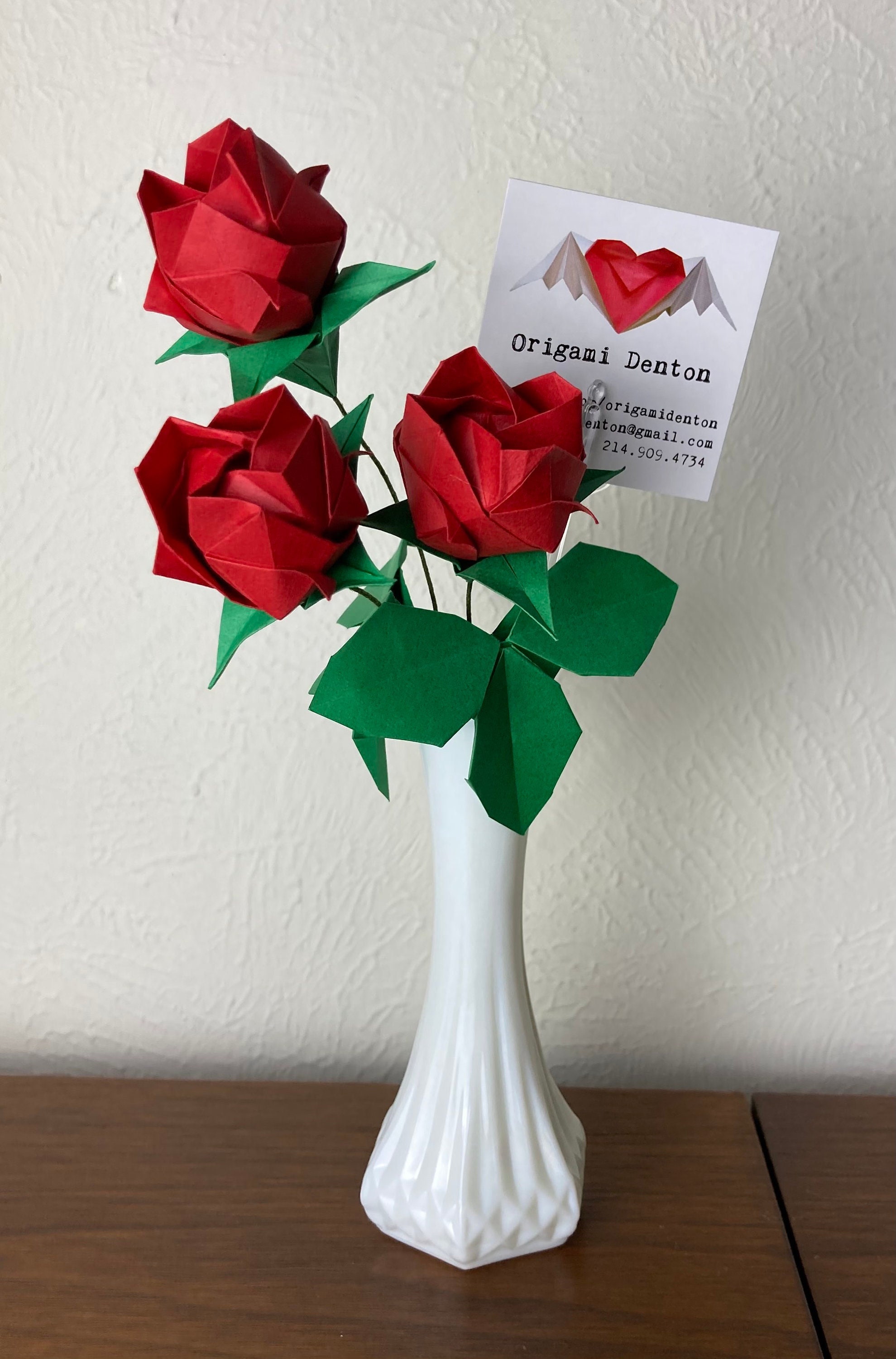 Origami Rose With Stem