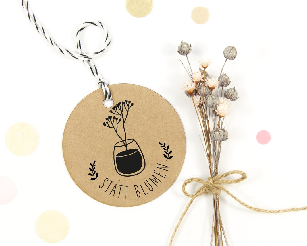 Motif Stamp instead of Flowers // Stamp Gift Tag // Wooden Stamp With ...