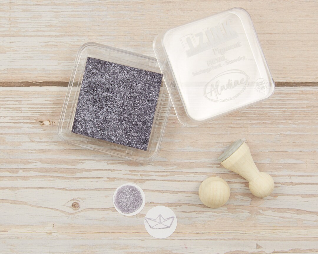 Stamp Pad Silver Blue Metallic// Pigment Ink Pad Aladine Izink metal ...