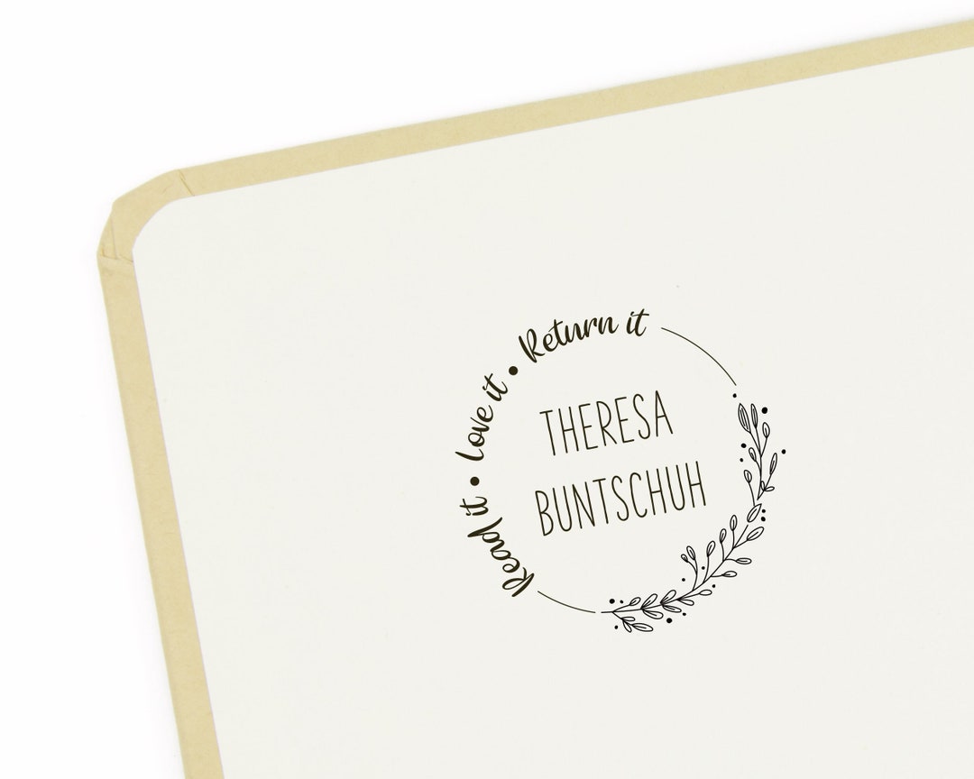 BOOK STAMP Flower Tendril // Round Ex Libris Stamp // Personalized ...