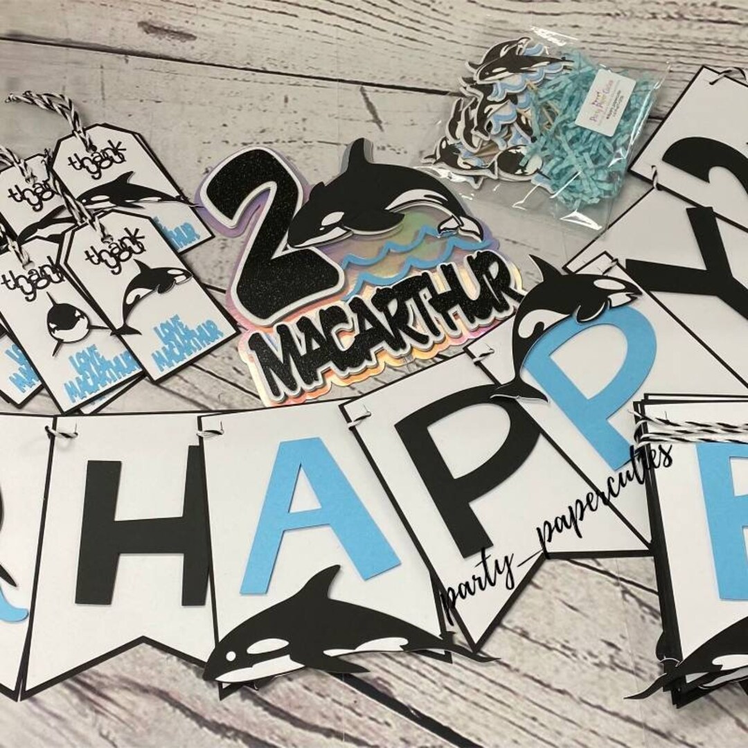 Killer Whale Birthday Banner, Whale Birthday Banner, Shamu Birthday ...