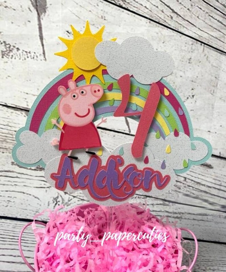 Peppa Pig Cake Topper Peppa Pig Theme Party Peppa Pig Cake Etsy