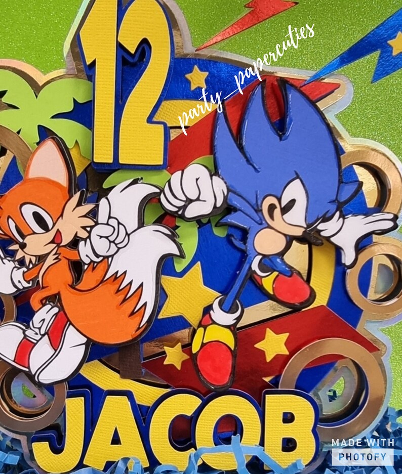 Sonic Theme Cake Topper Sonic Custom Made Cake Topper - Etsy