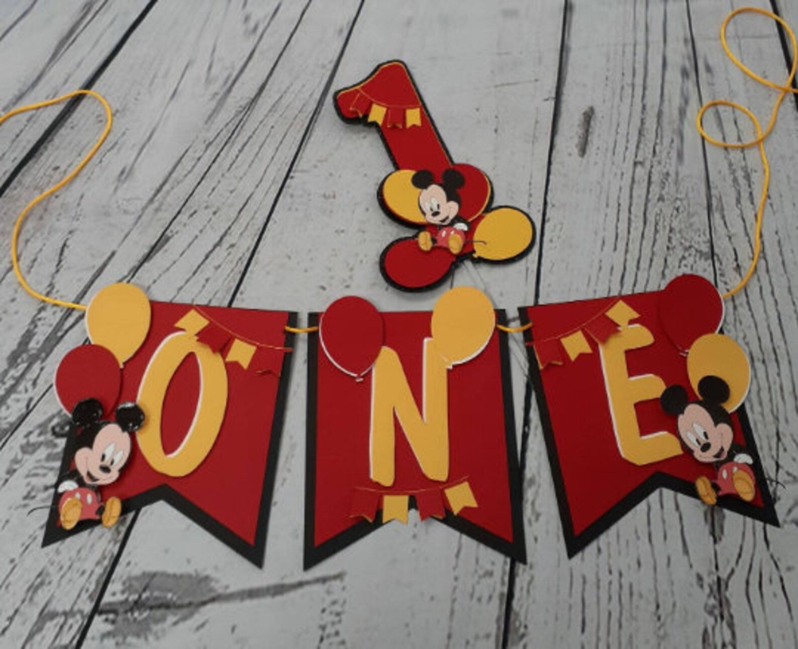 Baby Mickey Mouse High Chair One Banner, Baby Mickey First Birthday One ...