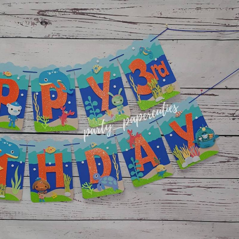 Octonauts Happy Birthday Banner Glitter Octonauts Birthday - Etsy