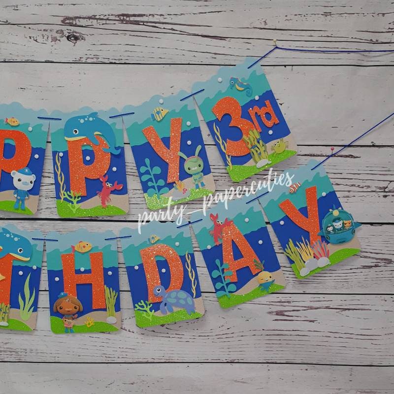 Octonauts Happy Birthday Banner, Glitter Octonauts Birthday Banner ...