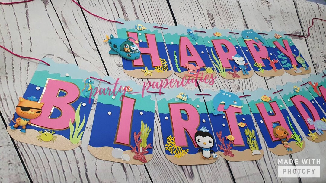 Octonauts Girl Happy Birthday Banner, Octonauts Pink and Gold Birthday ...