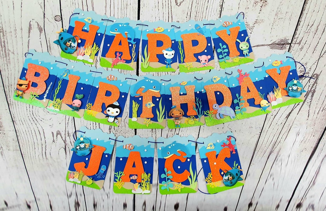 Octonauts Happy Birthday Banner, Glitter Octonauts Birthday Banner ...