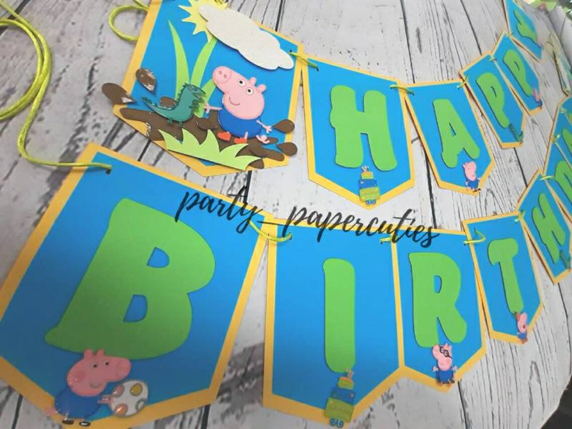 George Pig Happy Birthday Banner George Pig and Peppa Pig | Etsy