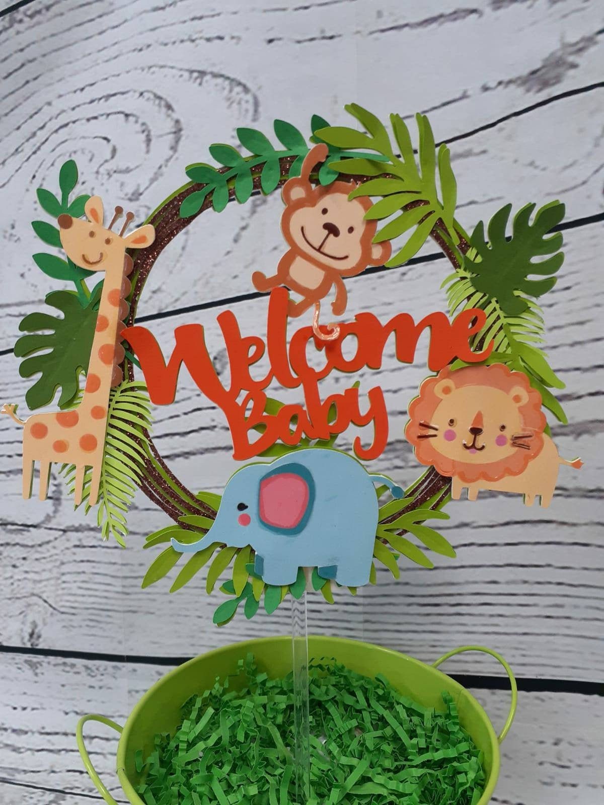 Welcome Baby Safari Theme Cake Topper Welcome Baby Cake - Etsy