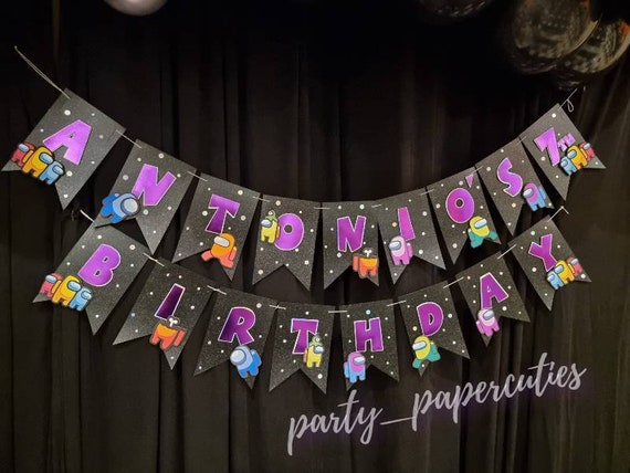 Among Us Happy Birthday Banner Among Us Party Decoratiin - Etsy