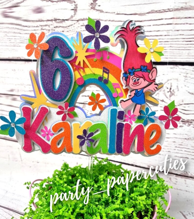 Poppy Doll Theme Cake Topper Poppy Troll Cake Topper Troll | Etsy