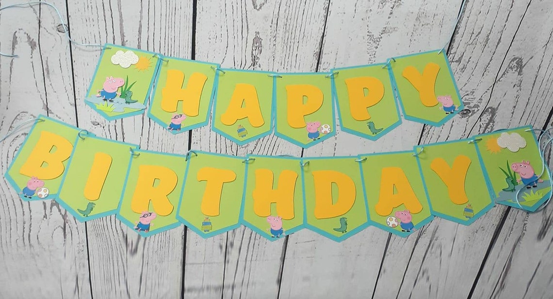 George Pig Happy Birthday Banner, George Pig and Peppa Pig Birthday ...