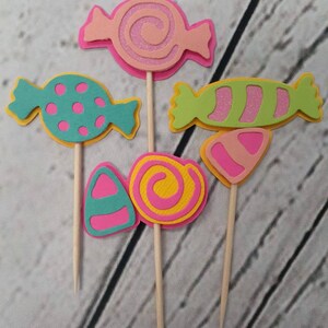 Candy Cupcake Toppers, Candy Land Party Decorations, Willy Wonka ...