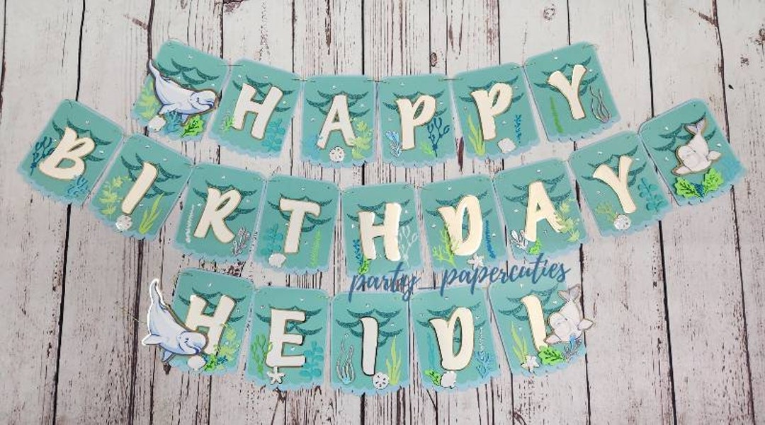 Baby Beluga Whale Banner De Cumpleaños Personalizado, Fiesta Temática ...