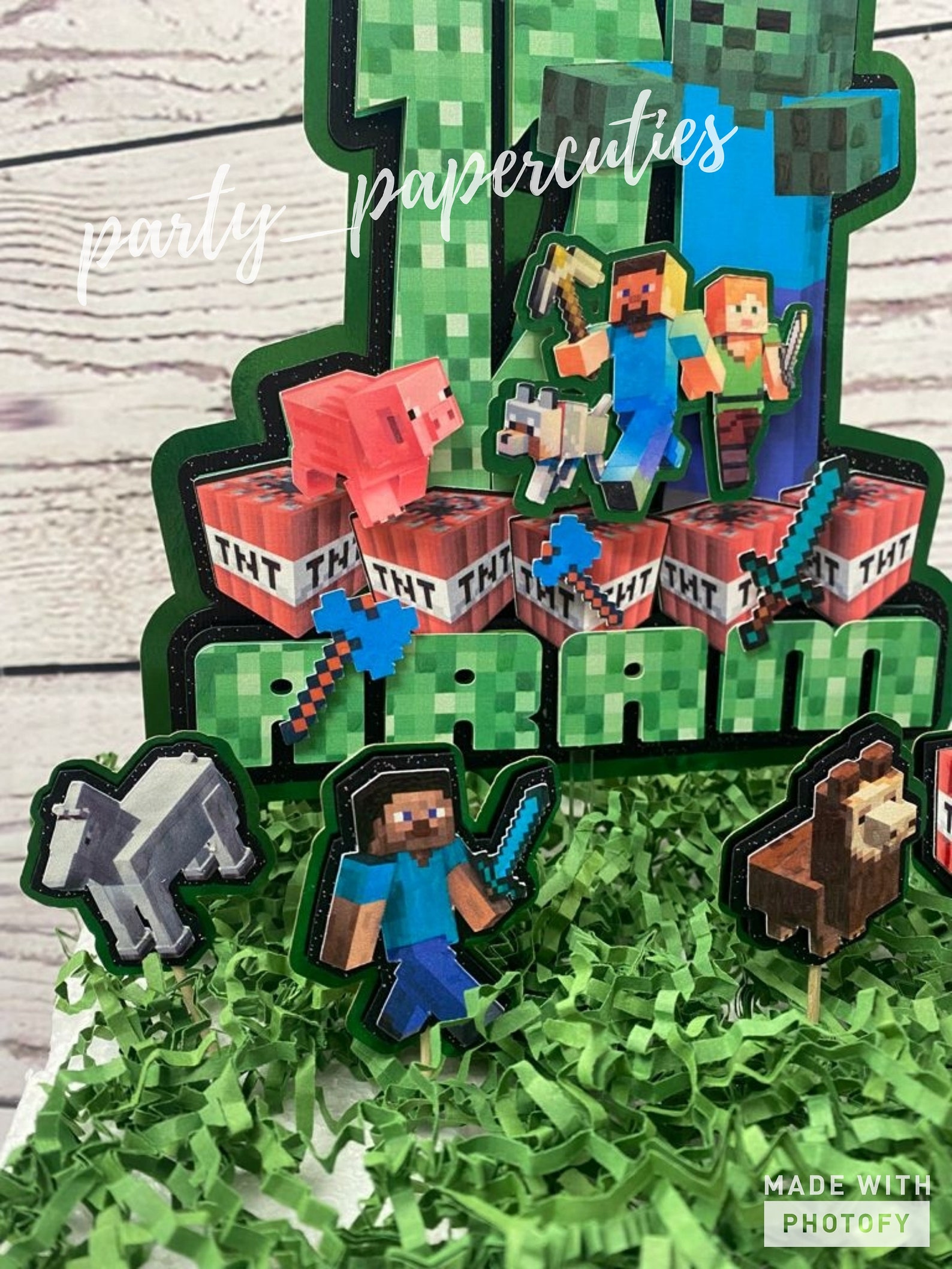 Minecraft Birthday Cake Topper Minecraft Theme Personalized - Etsy Canada