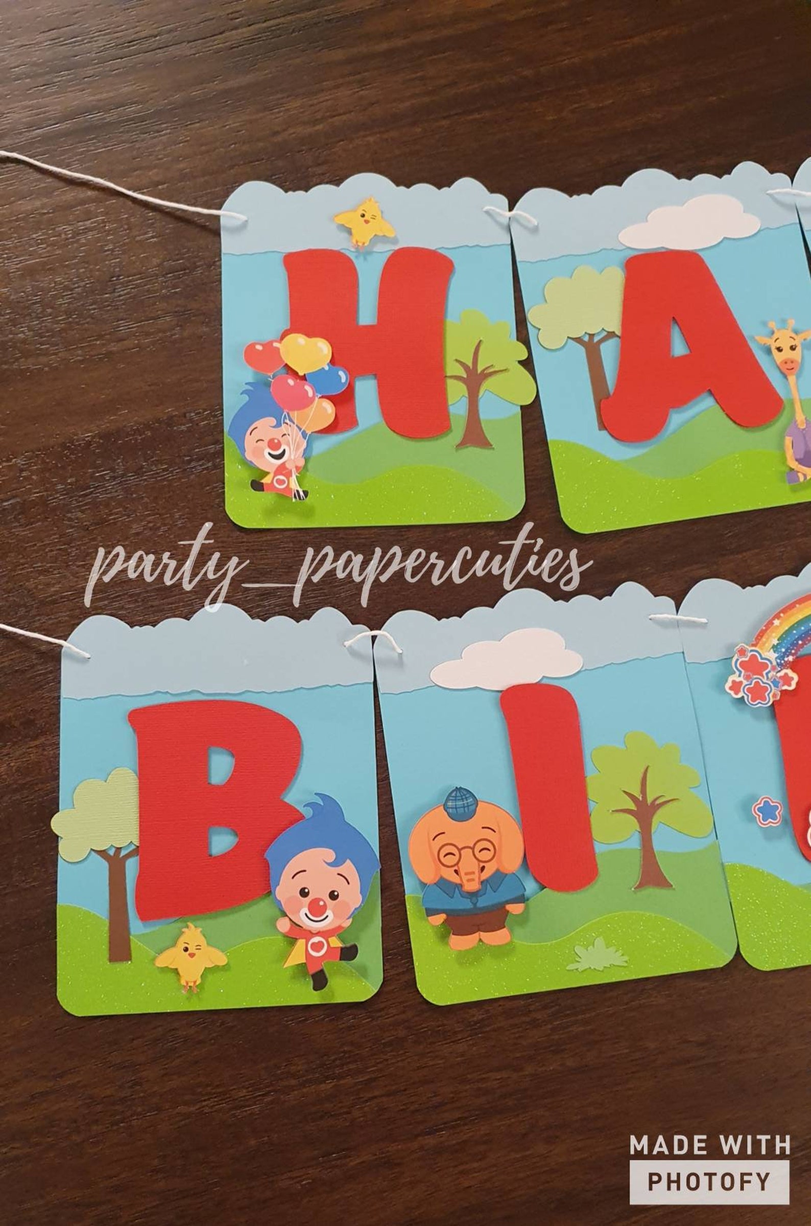 Plim Plim Birthday Banner, Plim Plim the Clown Happy Birthday Banner ...