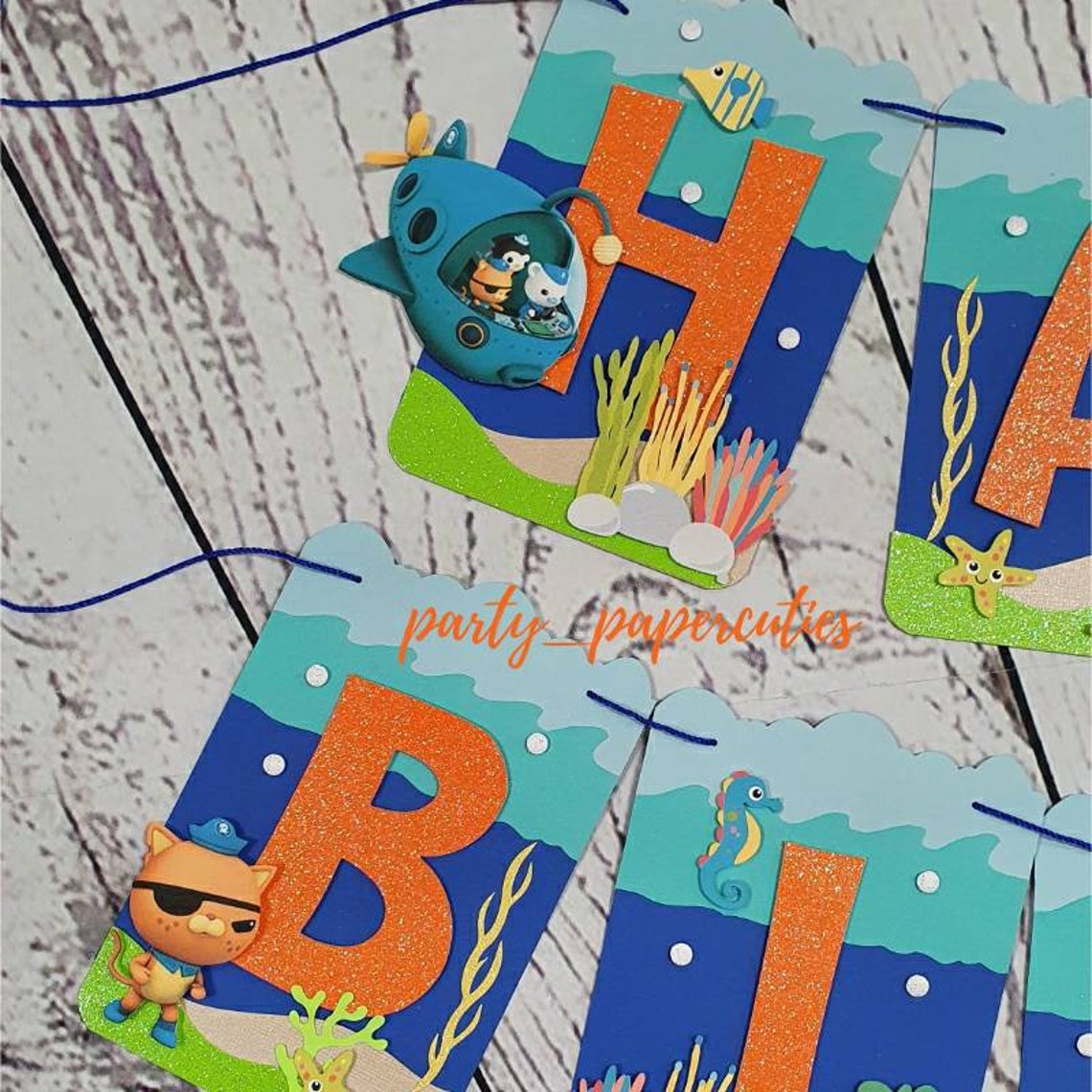 Octonauts Happy Birthday Banner Glitter Octonauts Birthday - Etsy