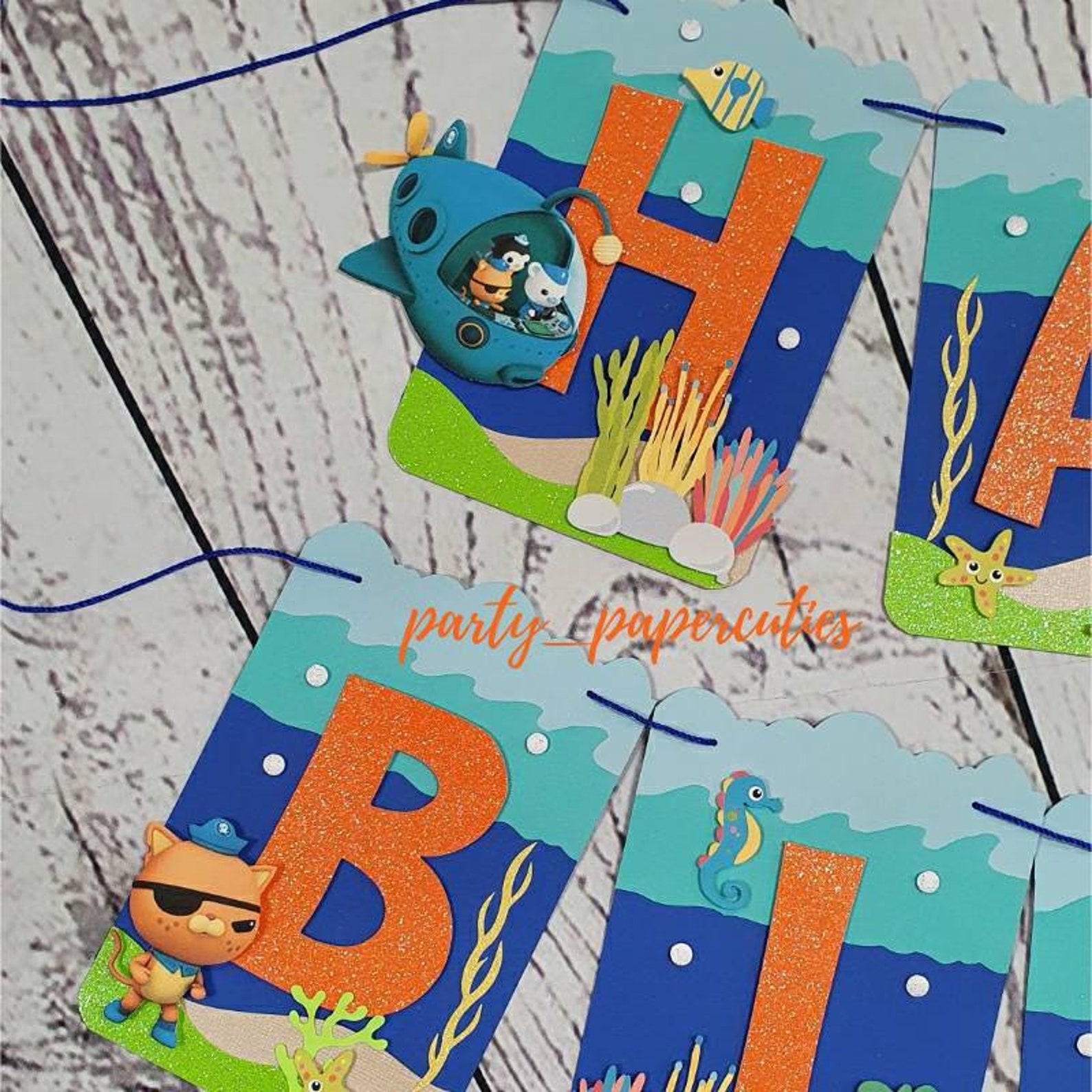 Octonauts Happy Birthday Banner Glitter Octonauts Birthday - Etsy
