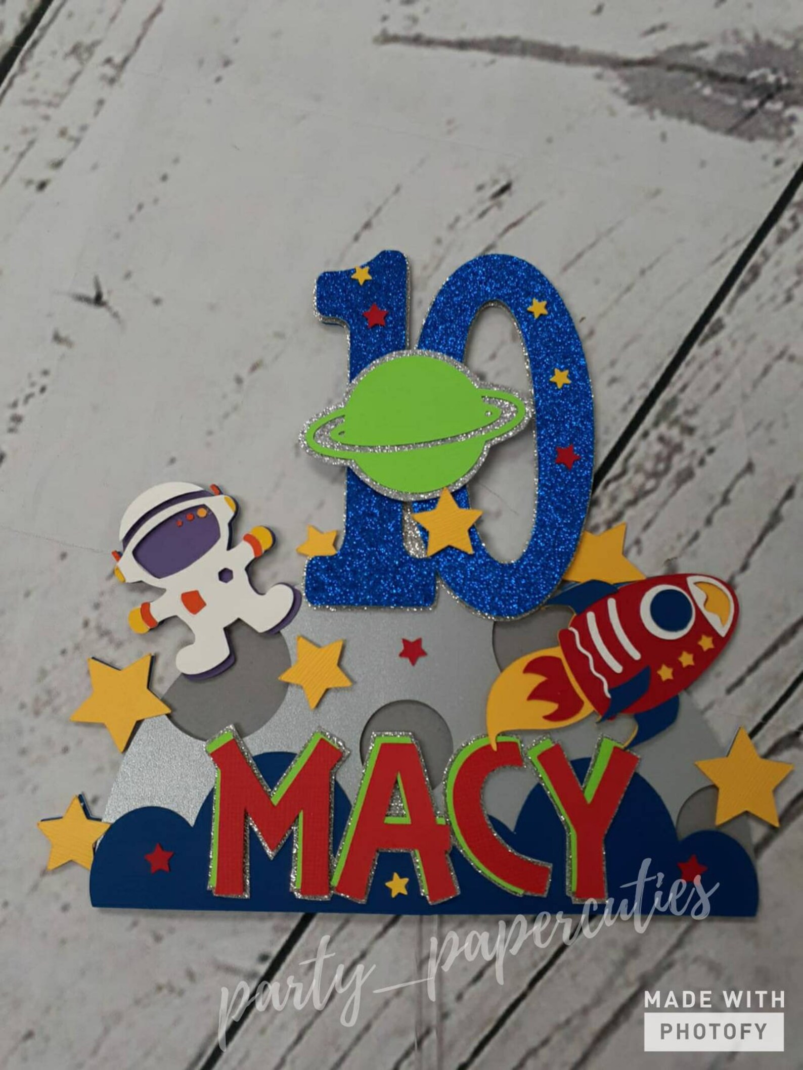 Space theme birthday cake topper nasa cake topper spaceship | Etsy