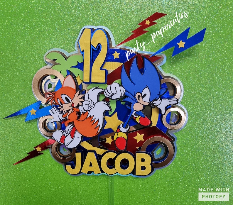 Sonic Theme Cake Topper Sonic Custom Made Cake Topper - Etsy