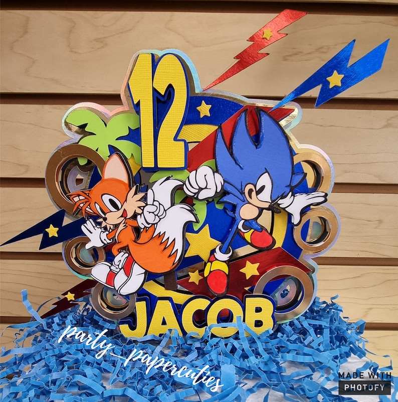 Sonic Theme Cake Topper Sonic Custom Made Cake Topper - Etsy