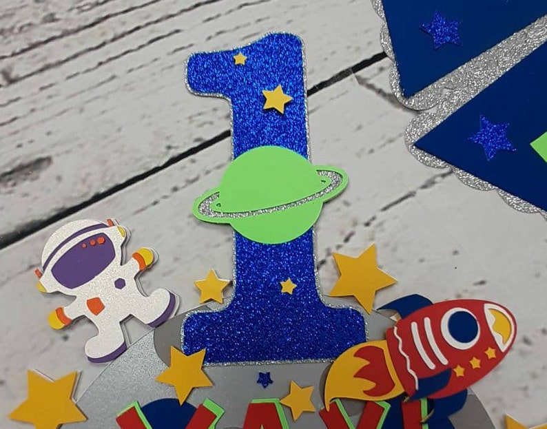 Space Theme Birthday Cake Topper Nasa Cake Topper Spaceship - Etsy