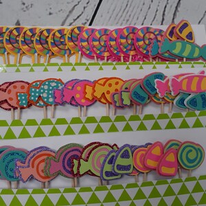 Candy Cupcake Toppers, Candy Land Party Decorations, Willy Wonka ...