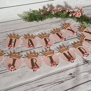 Happy 1st Birthday Princess Banner, First Birthday Princess Theme Party ...