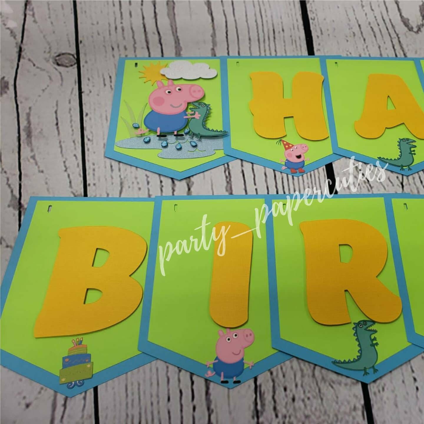 George Pig Happy Birthday Banner George Pig and Peppa Pig | Etsy