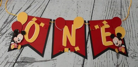 Baby Mickey Mouse High Chair One Banner, Baby Mickey First Birthday One ...