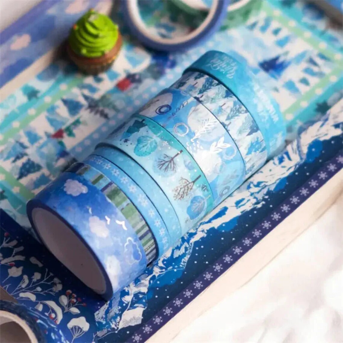 19 Pcs/set Blue Forest Snowflake Washi Tape - Etsy