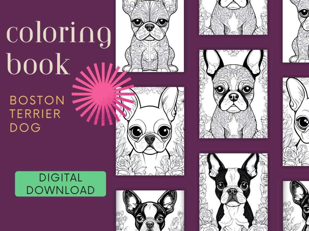 Boston Terrier Book Digital Download 5 Pages - Etsy