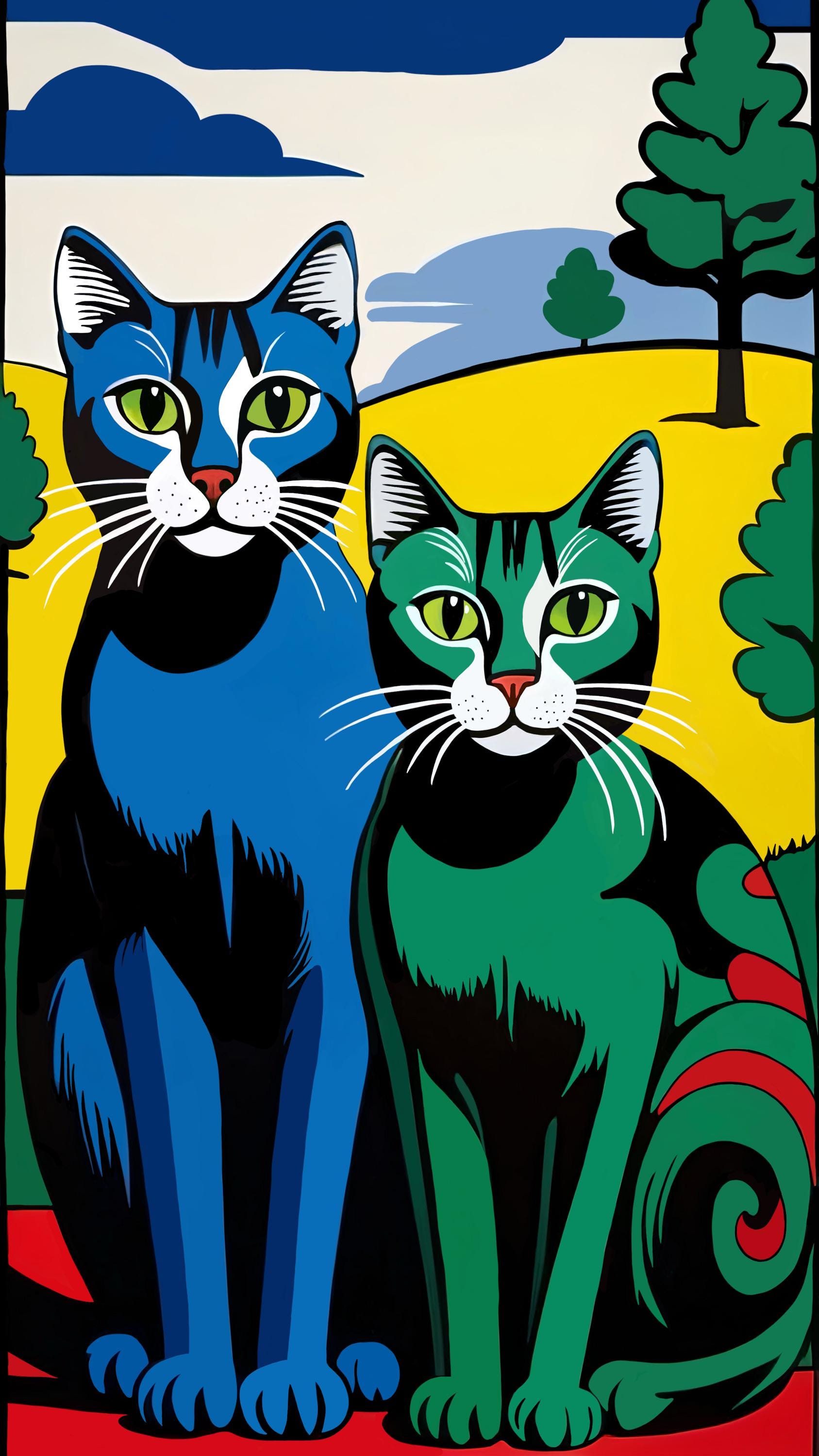 Cat Pop Art 7 | Cats Green and Blue | Original DIGITAL Artwork Bundle ...