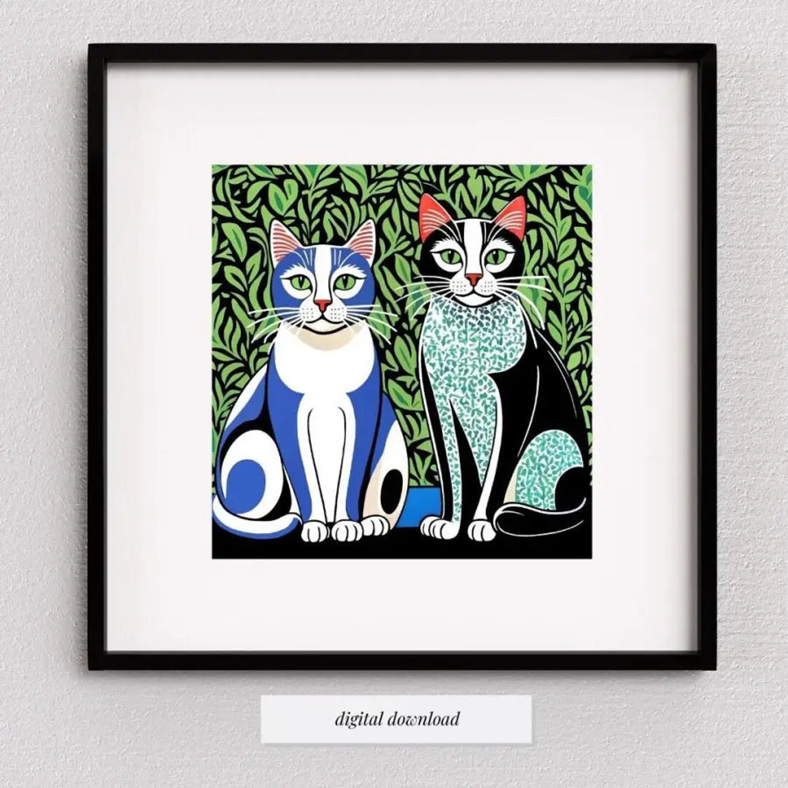 Cat Pop Art 7 | Cats Green and Blue | Original DIGITAL Artwork Bundle ...
