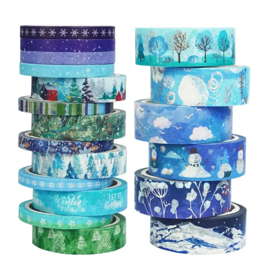 19 Pcs/set Blue Forest Snowflake Washi Tape - Etsy