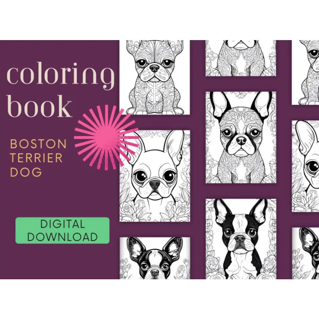 Boston Terrier Book Digital Download 5 Pages - Etsy