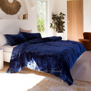 Luxury Royal Blue Velvet Duvet Cover 3 Pc Set Boho Bedding UO - Etsy