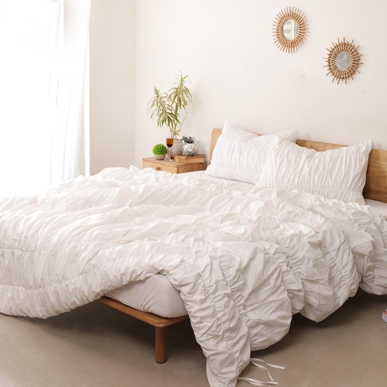 Ivory / off White Pure Cotton Wrinkle Duvet Cover, Comforter Cover ...