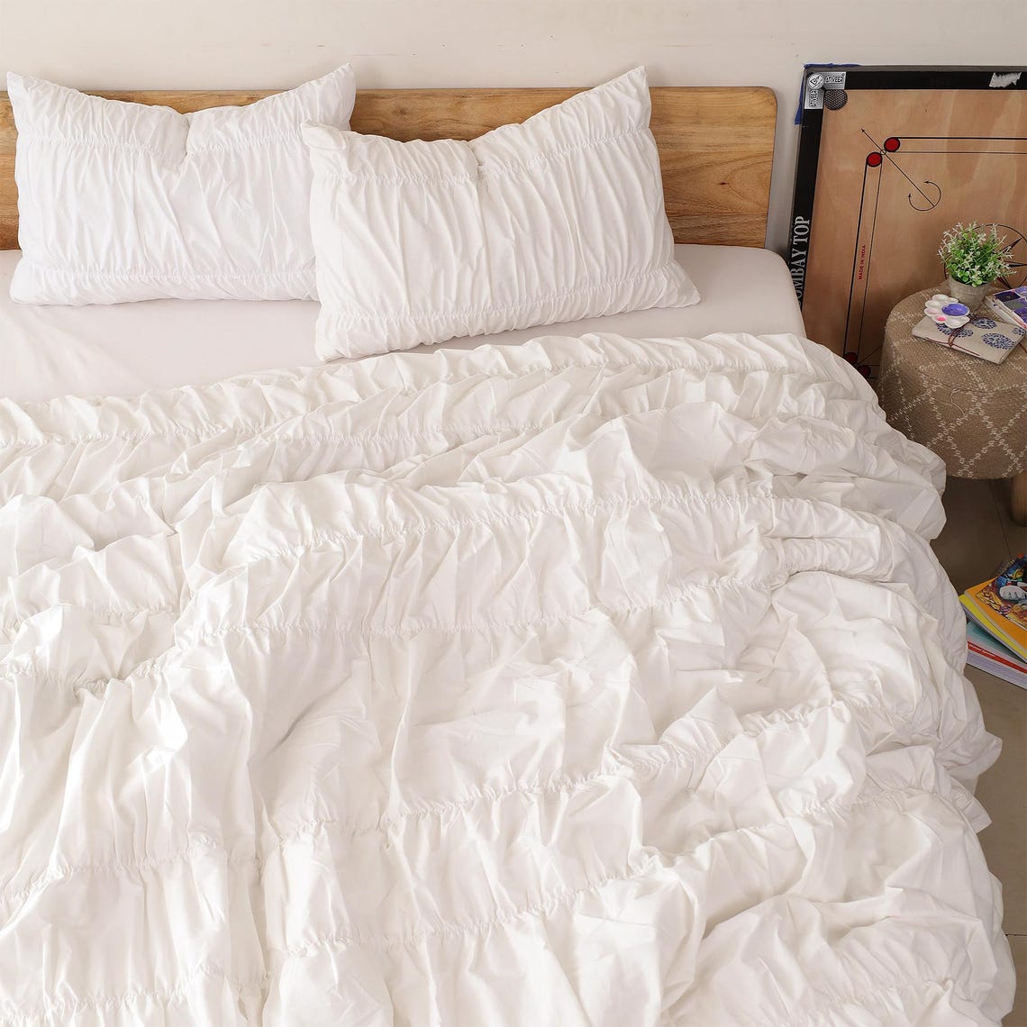 Ivory / off White Pure Cotton Wrinkle Duvet Cover, Comforter Cover ...