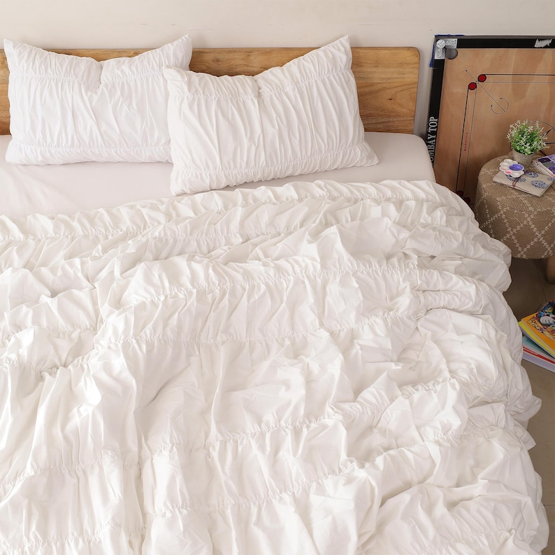 Ivory / off White Pure Cotton Wrinkle Duvet Cover, Comforter Cover ...