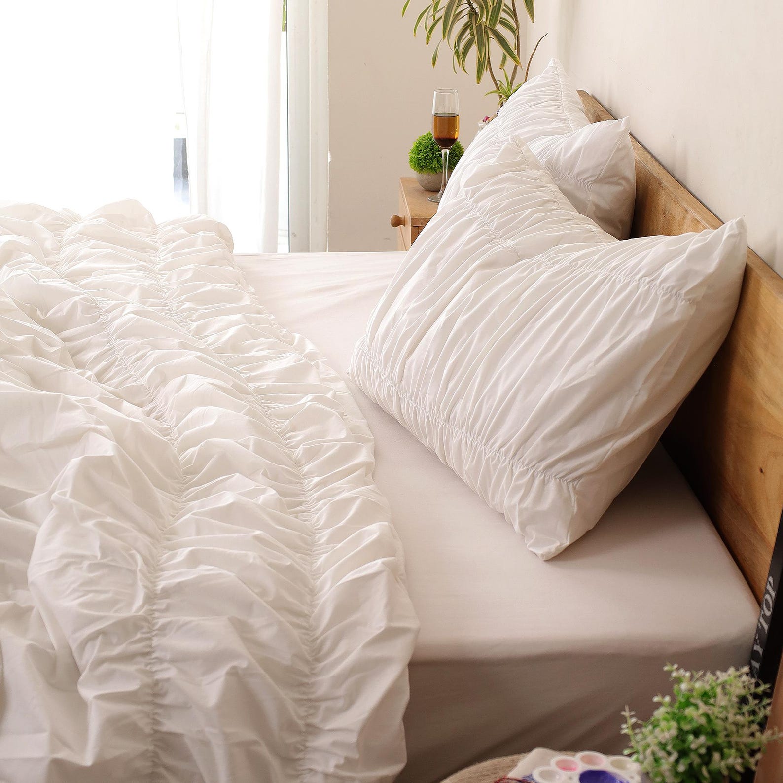 Ivory / off White Pure Cotton Wrinkle Duvet Cover, Comforter Cover ...